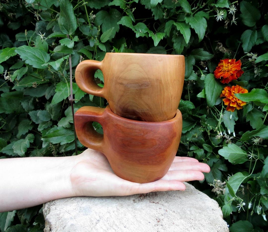 2 Kuksa Mug Entirely Handmade Camping Kuksa Pear Wood Mug Bushcraft ...