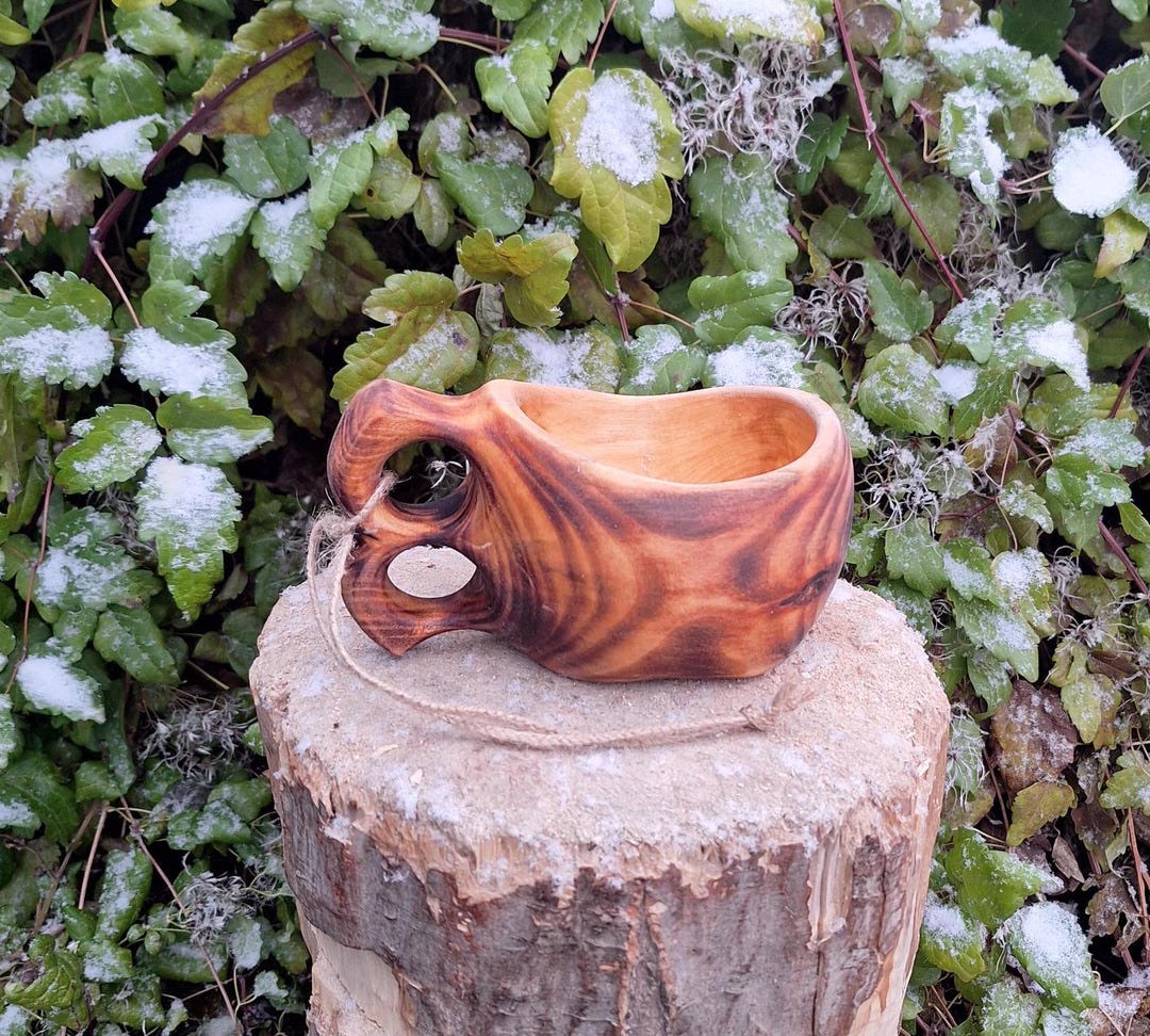 Big Bushcraft Kuksa Linden Wood Mug Burnt by Fire Scandinavian Mug ...