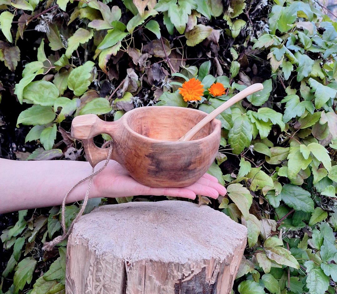Big Kuksa Bowl With Spoon Camping Kuksa Hand Carved Cup Scandinavian ...