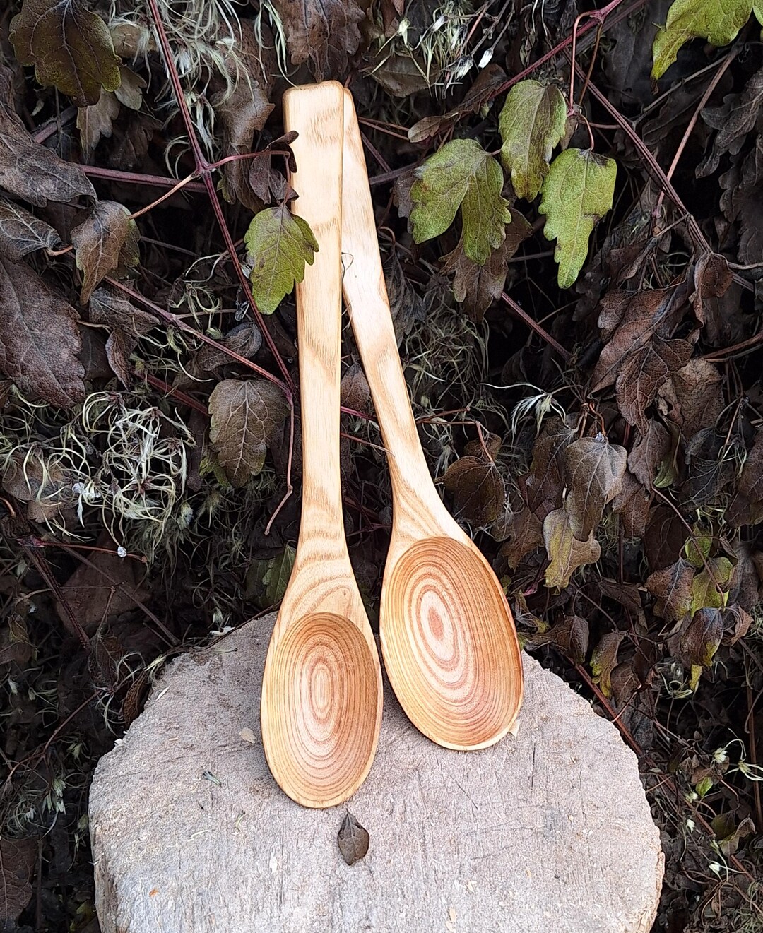 Large Mixing Ash Wood Spoon/a Set of Handmade Wooden Spoons/bushcraft ...