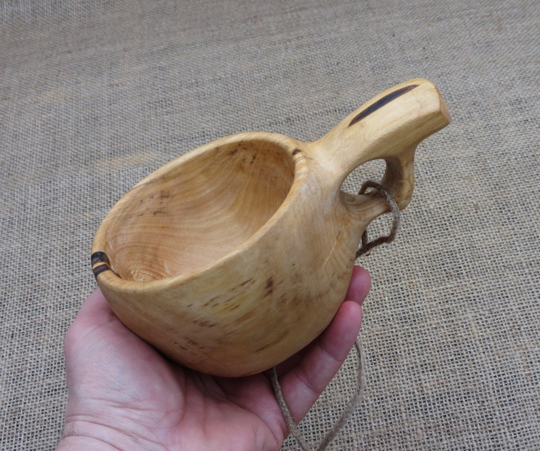 Big Bushcraft Kuksa Bowl Scandinavian Wood Bowl Wood Bowl With Handle A ...