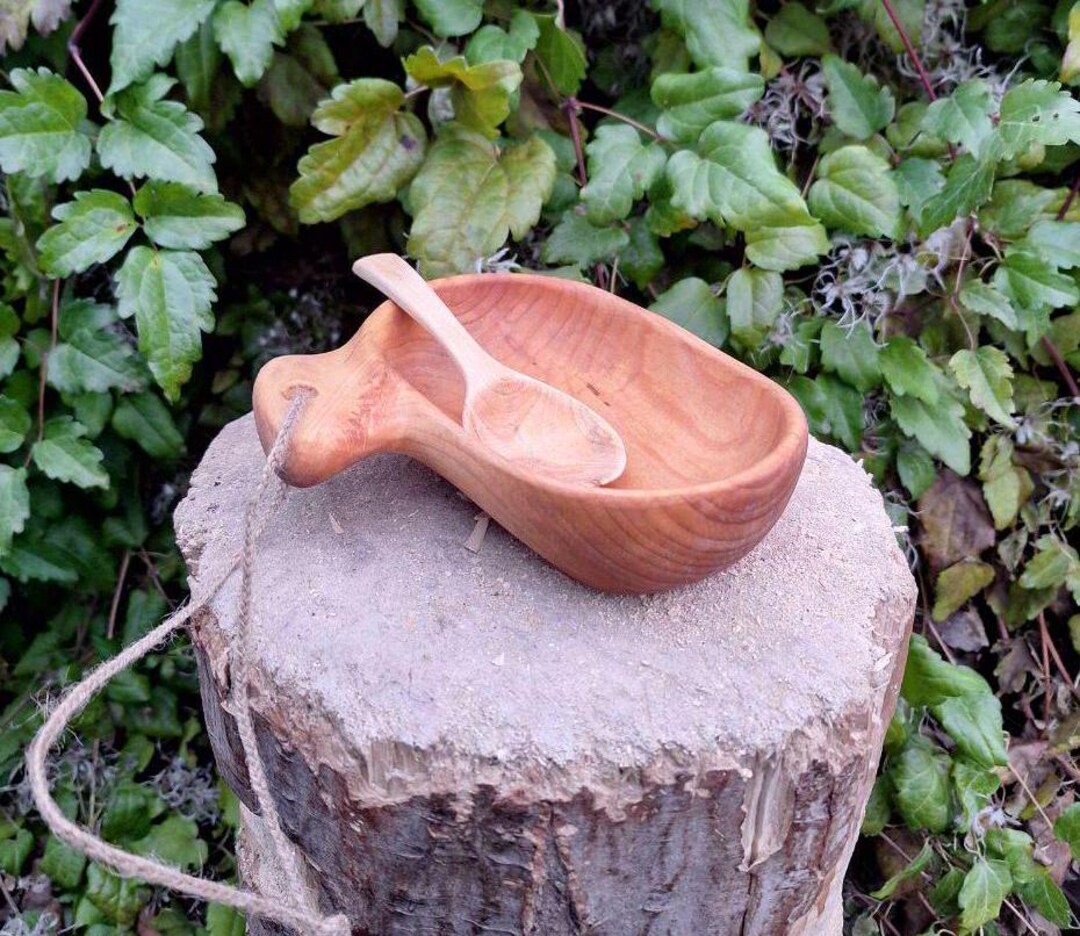 Bushcraft Kuksa Bowl With Spoon Scandinavian Wood Bowl Kuksa Nordic ...