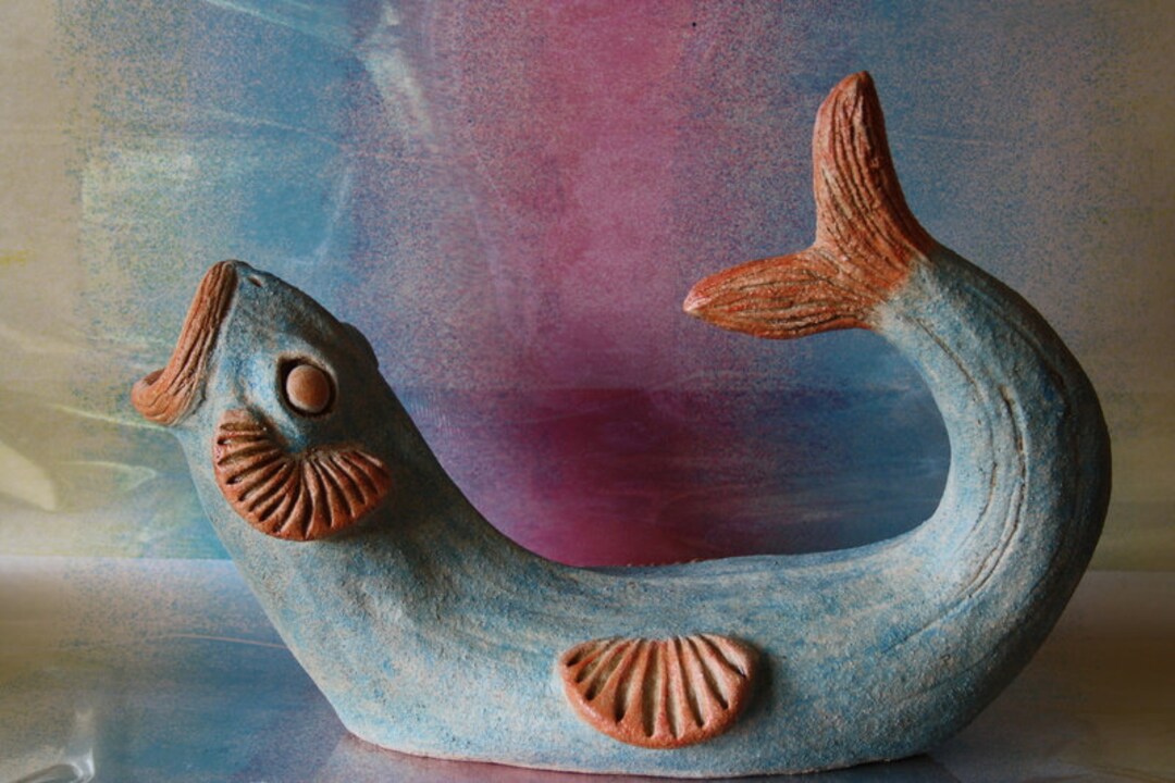 Ceramic Gargoyle Fish Turquoise - Etsy