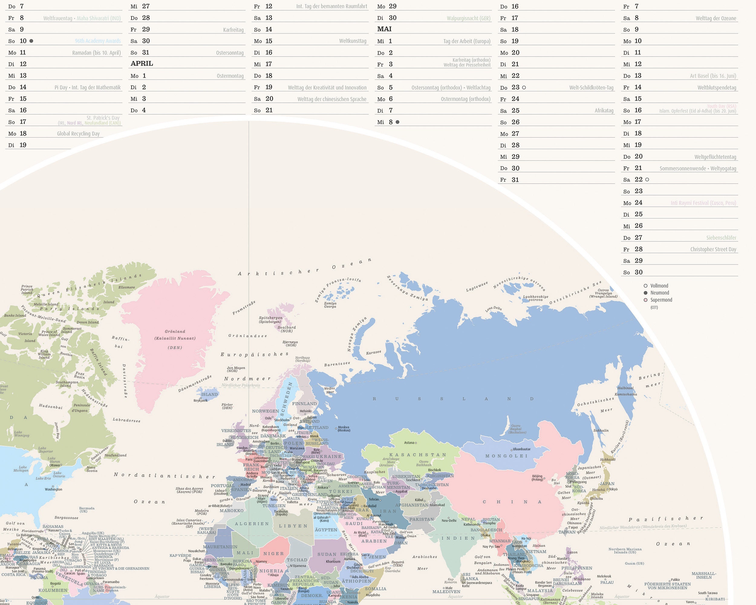 Calendar 2024 With World Map 50 X 70 Cm Calendar Sheet - Etsy