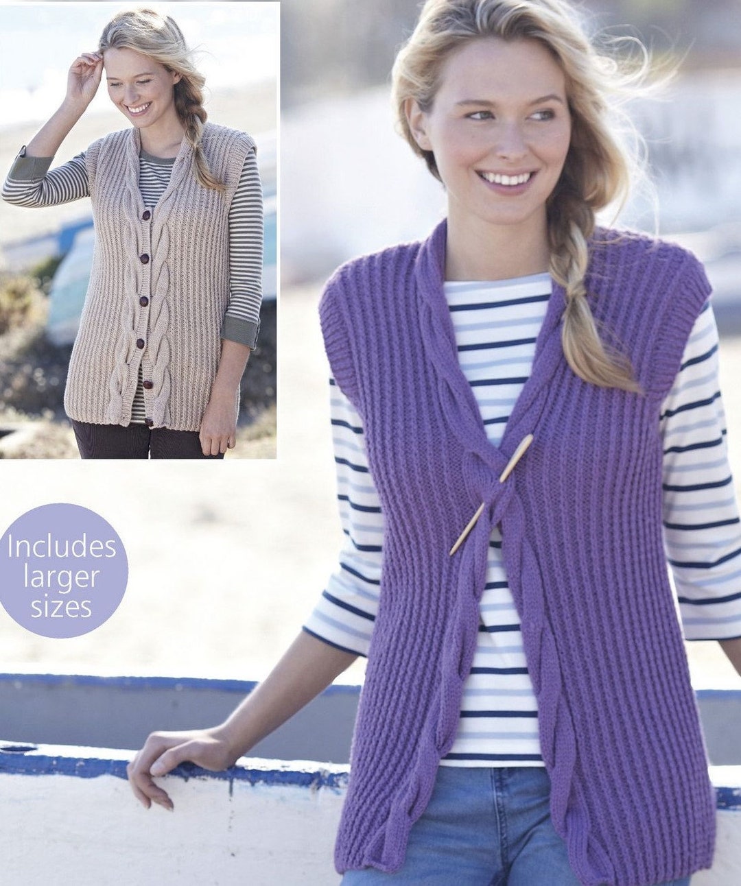 Waistcoat and Buttoned Waistcoat Knitting Pattern High Quality PDF ...