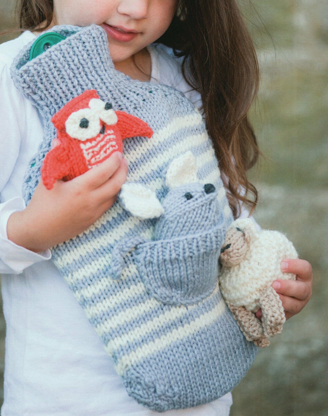 Chunky Animal Toy Hot Water Bottle Cover - Sheep/mouse/owl - Knitting ...