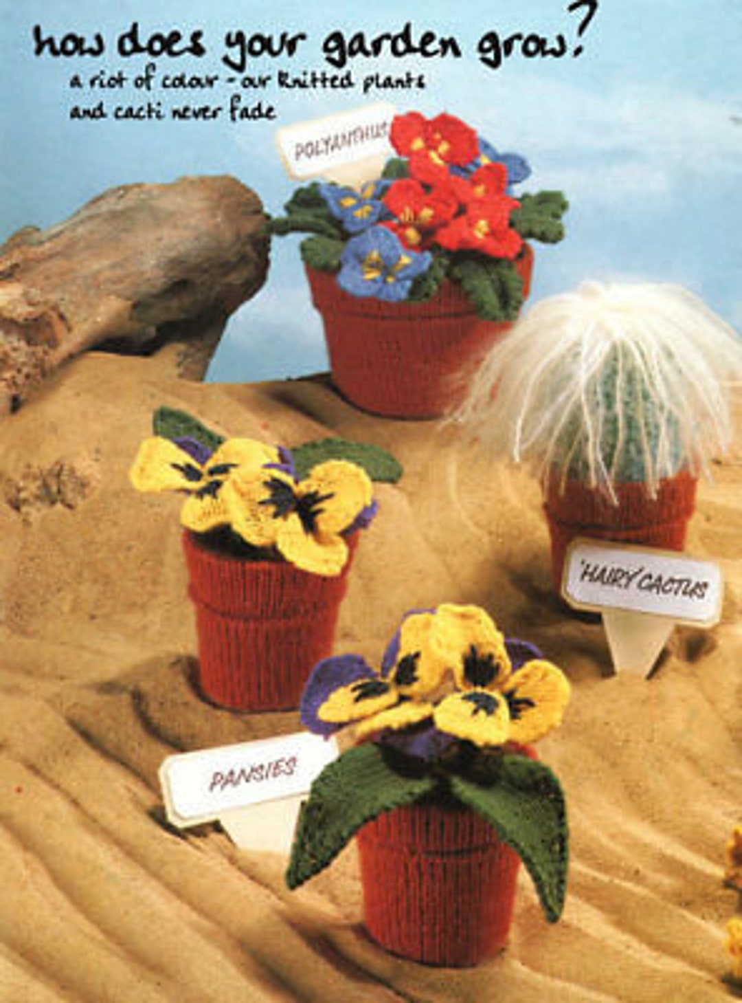 Knitted Pot Plants & Cacti Unusual Gift ~ DK Knitting Pattern - Etsy