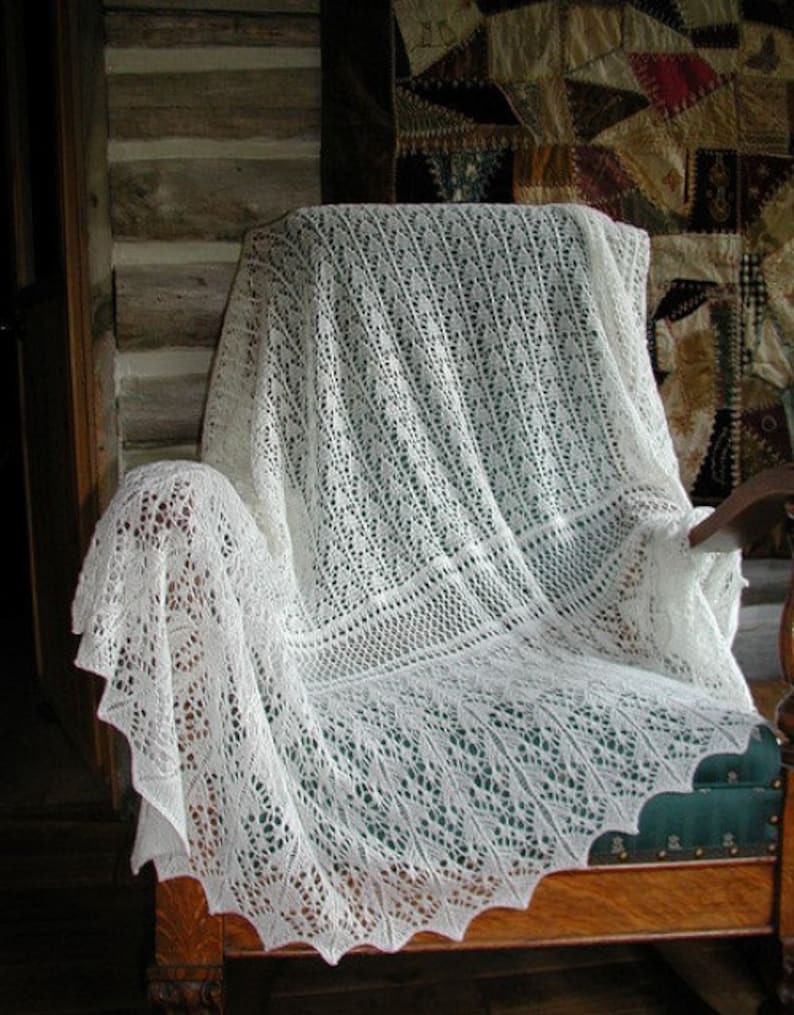 Traditional Lace Edge Baby Shawl 2ply Knitting Pattern PDF - Etsy