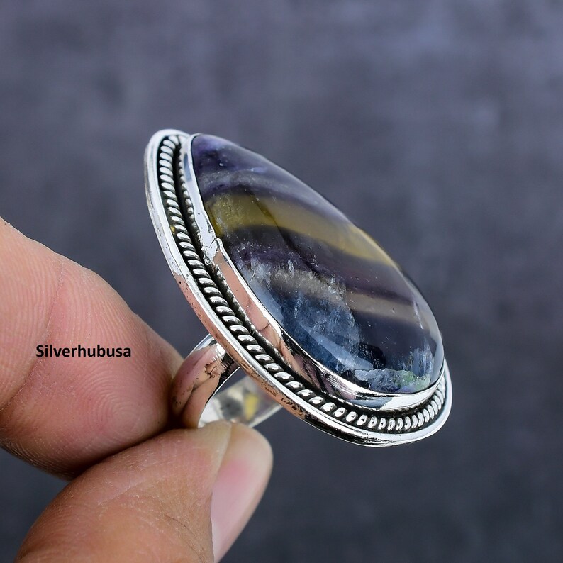 Handcrafted Fluorite Ring: 925 Sterling Silver Gemstone Jewelry - Etsy