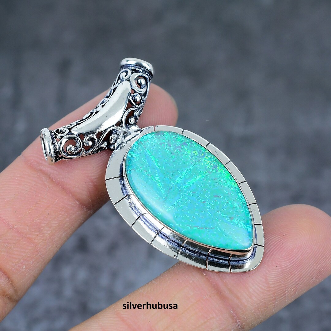 Handcrafted Australian Triplet Opal Pendant: Sterling Silver Gemstone ...