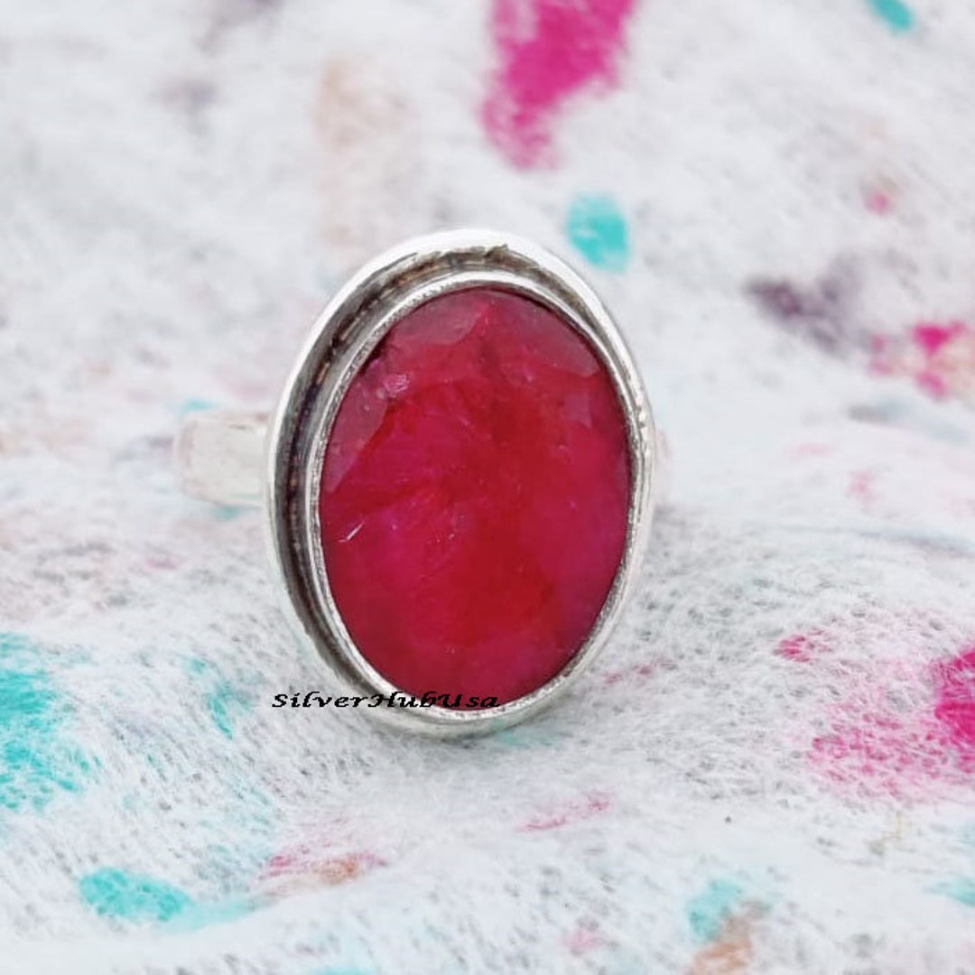 Echter Rubin Ring, 925 Sterling Silber Ring, handgemachter Ring ...