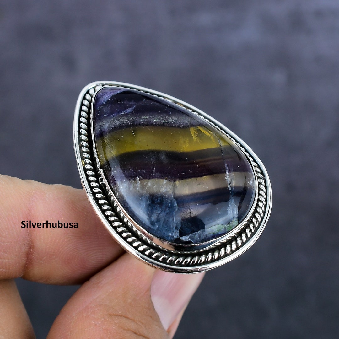 Handcrafted Fluorite Ring: 925 Sterling Silver Gemstone Jewelry - Etsy