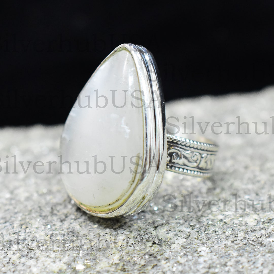 Selenite Handmade Ring: 925 Sterling Silver Gemstone Ring - Etsy