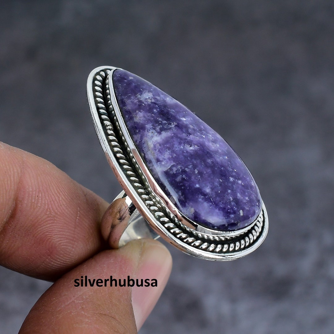 Lepidolite Ring 925 Sterling Silver Gemstone Lepidolite Ring February Birthstone Healing Ring ...