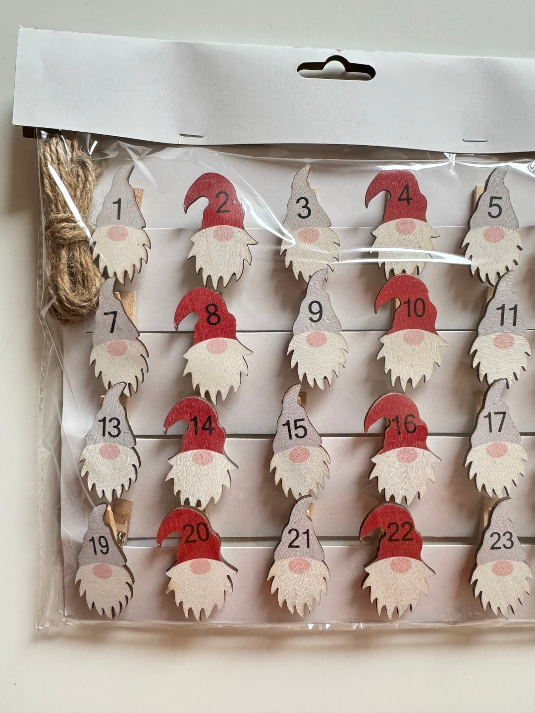 Gnome Head Wooden Decoration Clips for Advent Calendars, Santa Claus ...