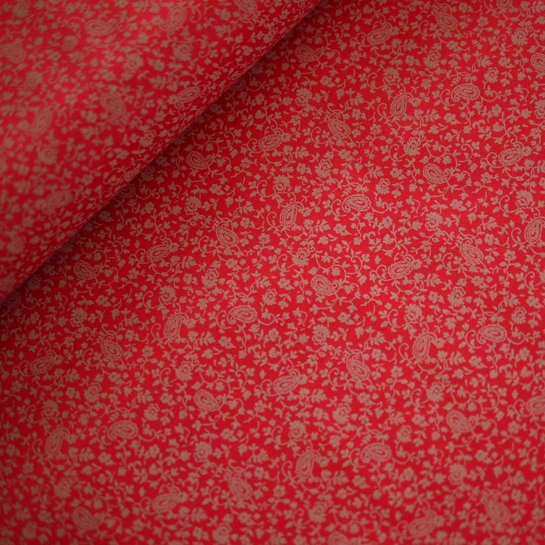 Traditional Costume Fabric Floral Red Cotton, Cotton Fabric Dirndl ...