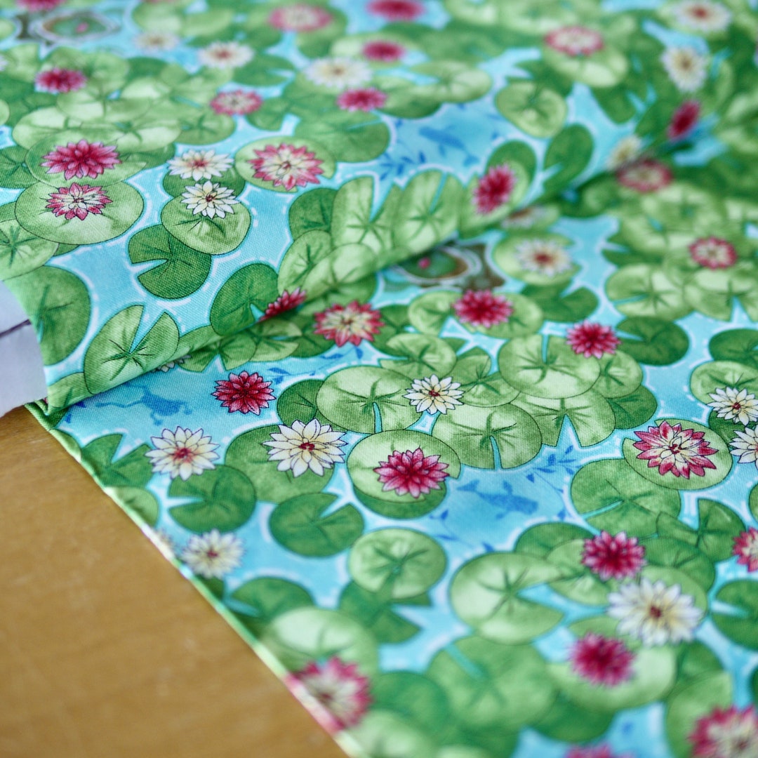 Henry Glass Patchwork Fabric river Romp, Fabric Cotton Water Lilies ...
