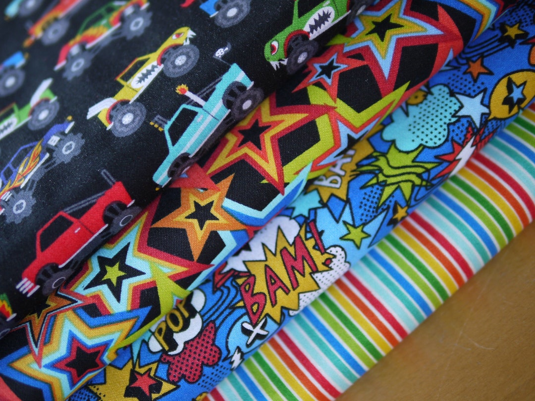 Makower Fabric Package Patchwork Fabric MONSTER MASH Trucks - Etsy