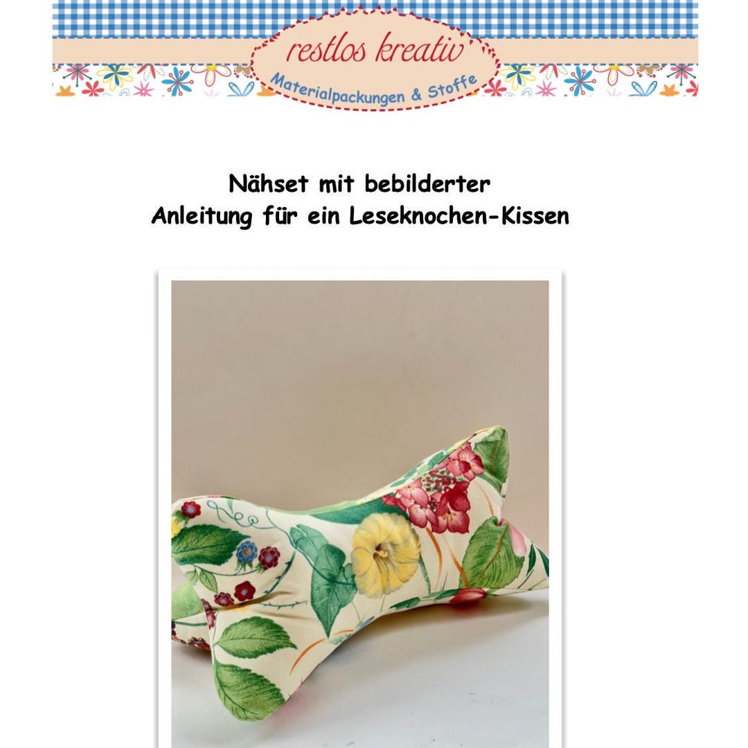 DIY Sewing Kit READING BONE Cushion Made of Canvas Flowers, Berries and ...
