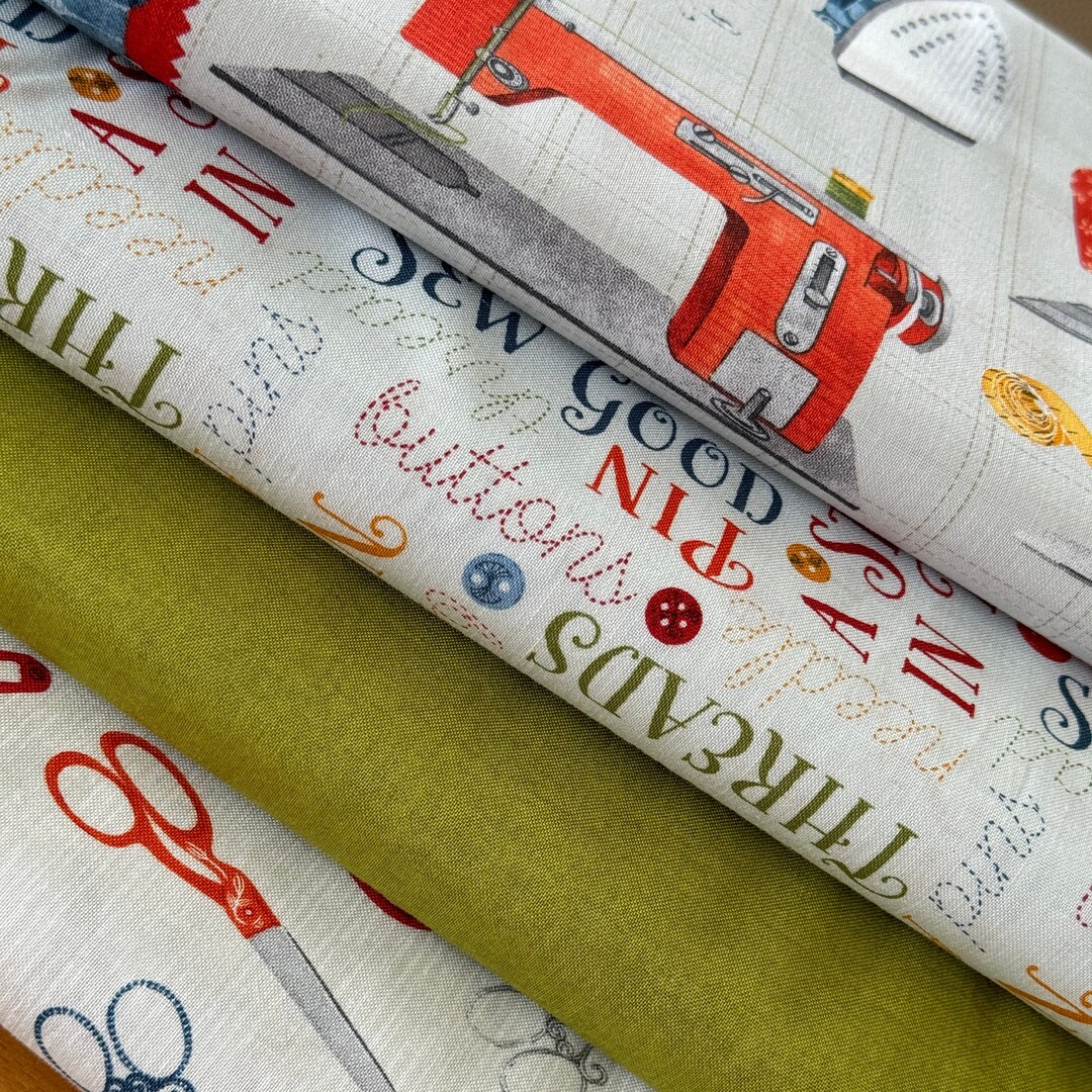 Wilmington Fabric Package COMMON THREADS Sewing Machine Scissors Thread ...