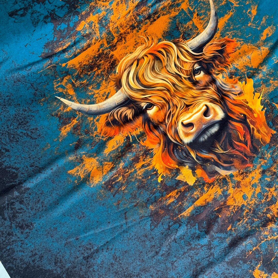 HILCO Panel French Terry Galloway Highland Cow, Sweat Fabric ...