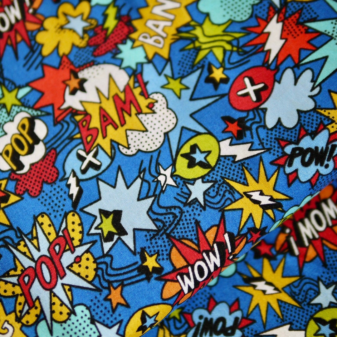 Makower Patchwork Fabric MONSTER MASH Comic Pow Children's Fabric ...