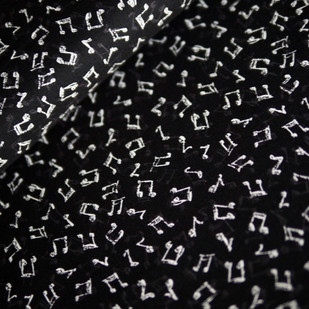 Wilmington Patchwork Fabric Notes Series MUSICAL GIFT, Black and White ...