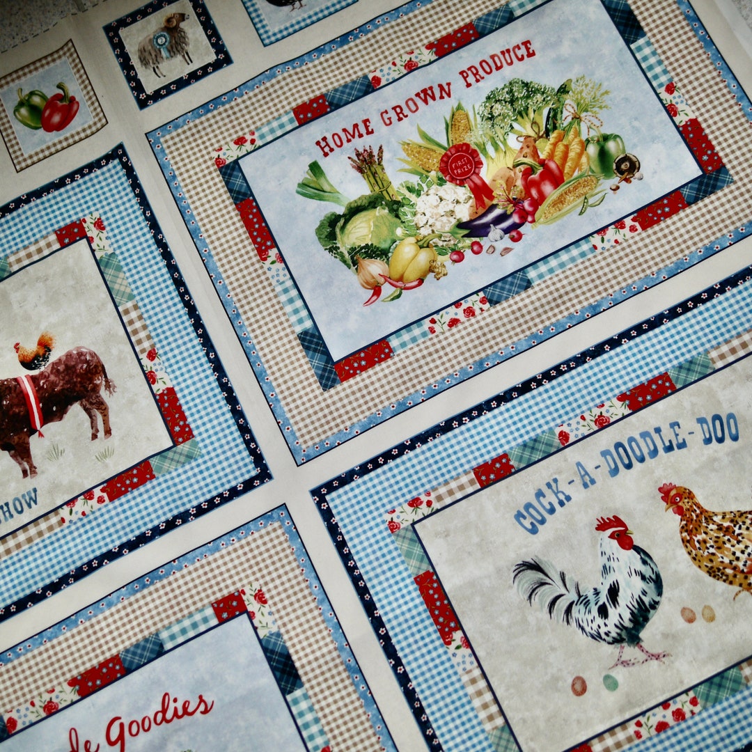 MILLER Patchwork Fabric TOWN FAIR Panel for Placemat, Mug Rug, Cotton ...