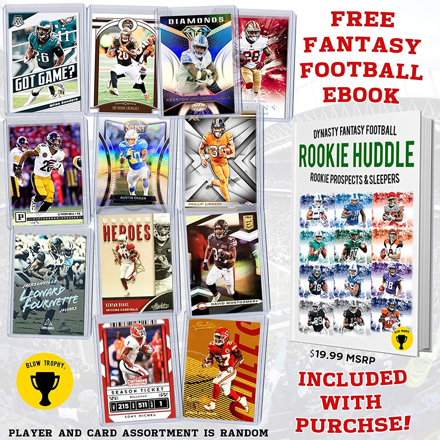 NFL Running Back Football Card Bundle Assorted Set of 12 Star RB Cards ...