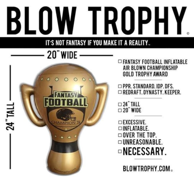 Blow Trophy Fantasy Football Championship Trophy Inflatable 24 Tall 20 ...