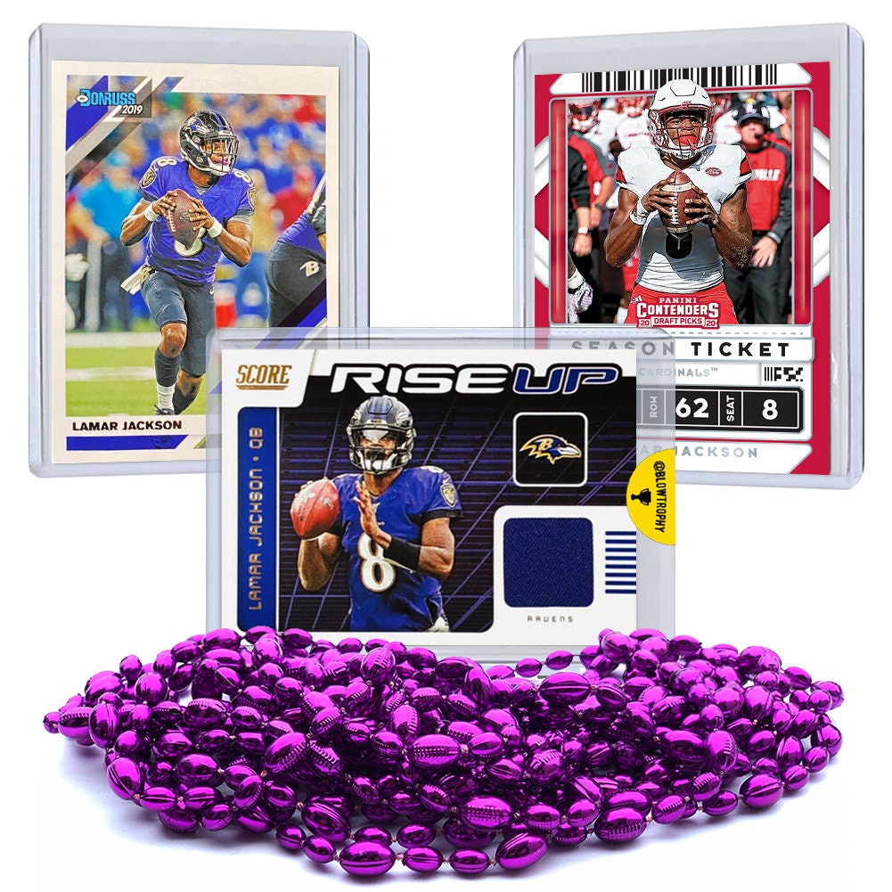 Lamar Jackson Football 3 Card Set With One Authentic Lamar Jackson ...