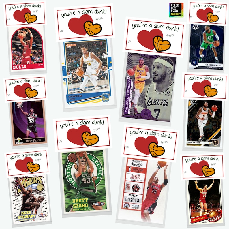 Basketball Valentines Day Cards for Kids School Classroom Exchange, You ...