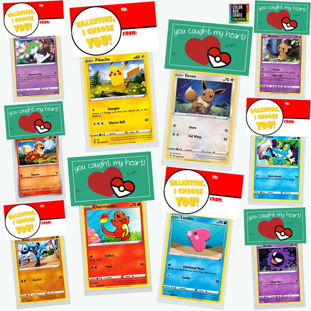 Pokemon Valentines Day Cards for Kids School Classroom Exchange ...