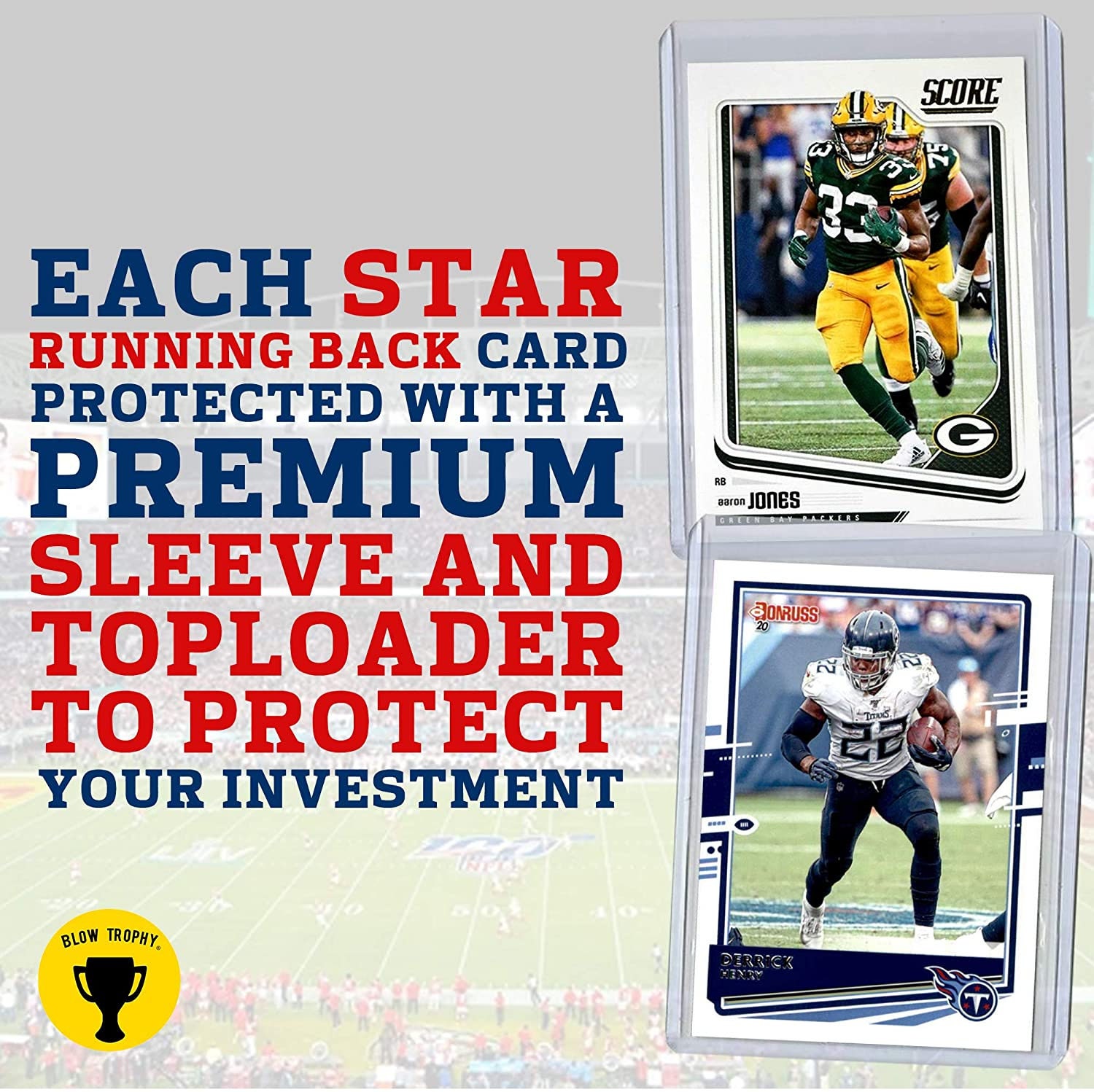 NFL Running Back Football Card Bundle Assorted Set of 12 Star RB Cards ...