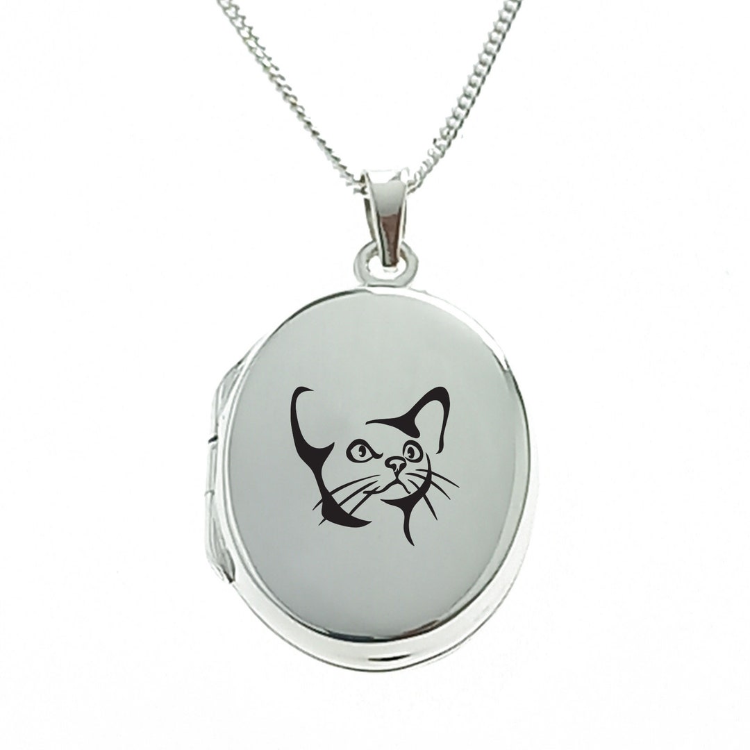 Cat Locket, Cat Lover Gift, Oval Locket, Sterling Silver - Etsy