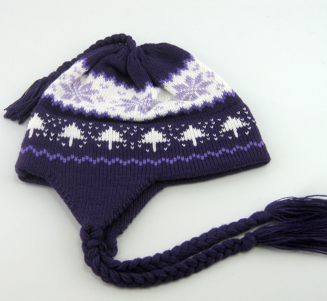 Childs Purple Hat Girls Winter Hat Kids Ear Fla Hat Purple | Etsy