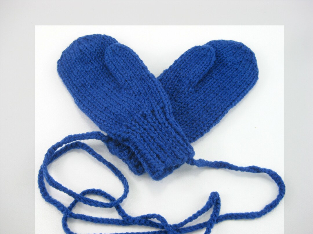 Blue Mittens, Hand Knitted Mittens, Kids Mittens, Warm Mittens - Etsy