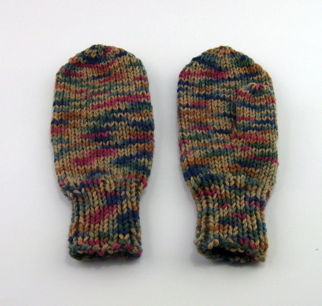Hand Knit Seamless Kids Mittens, Acrylic Yarn, 4-6 Years - Etsy