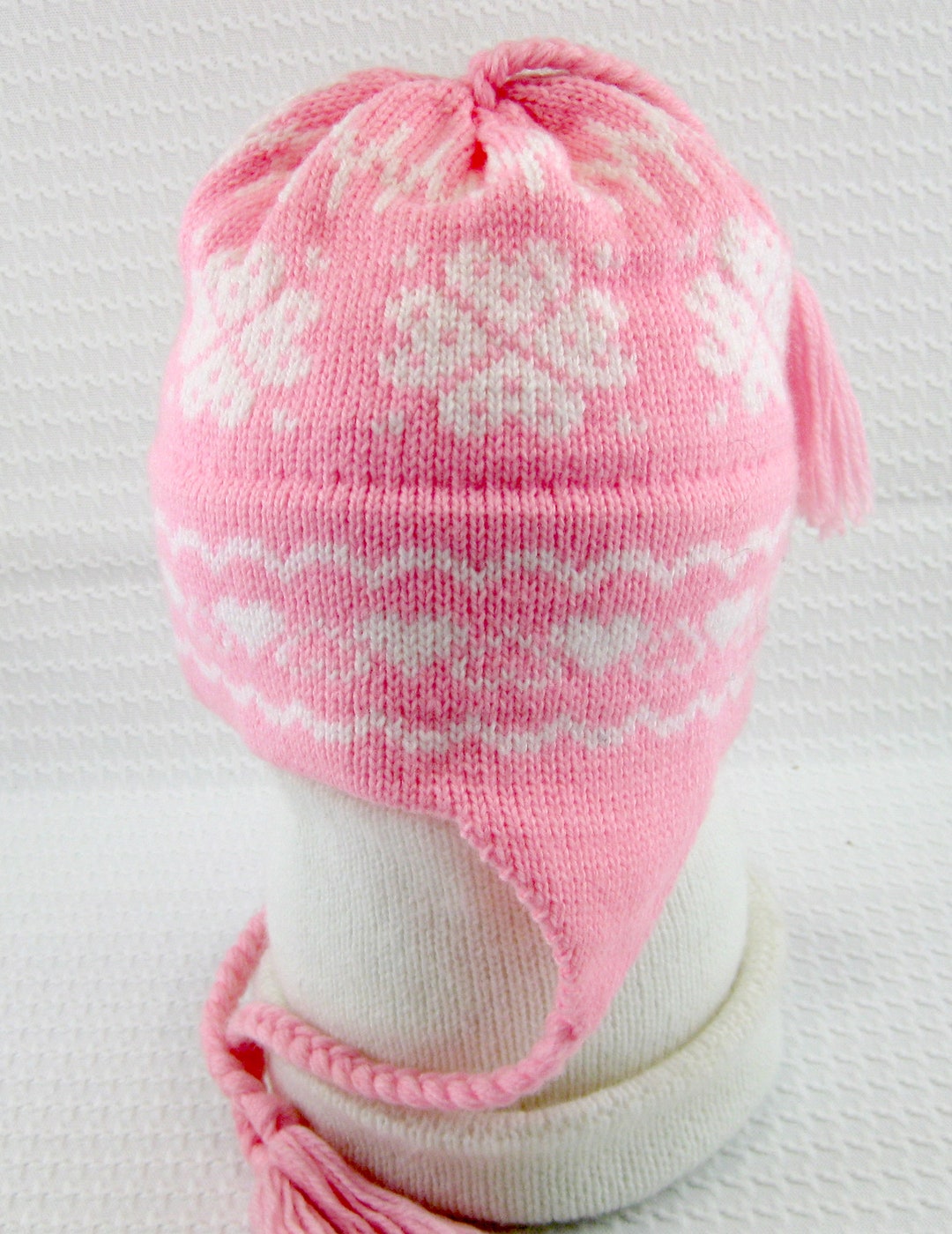 Kids Pink Hat, Knitted Ear Flap Hat, Girls Winter Hat - Etsy
