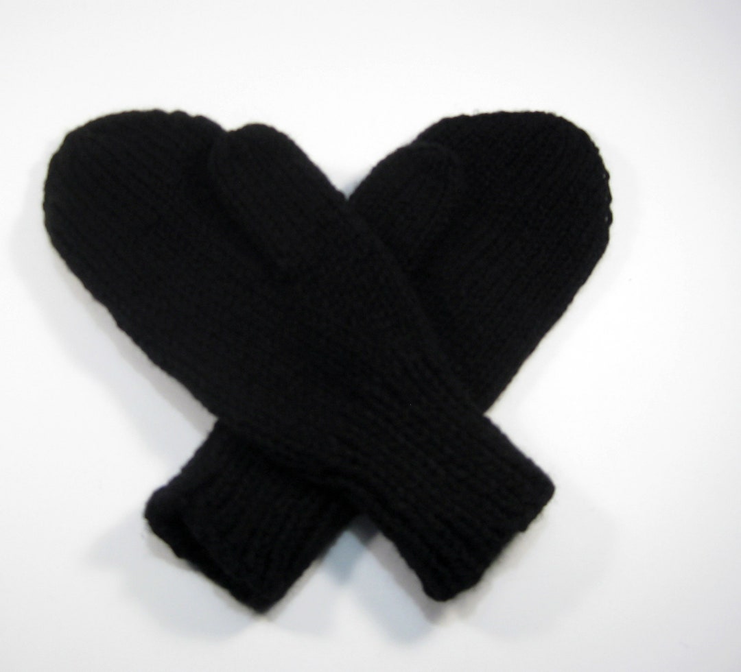 Black Mittens, Adult Medium Mittens, Hand Knitted Mittens - Etsy