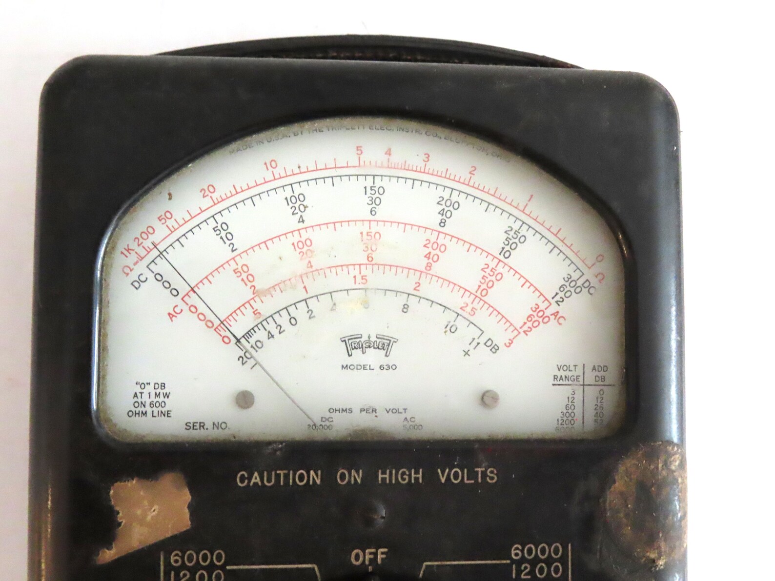 Multimeter: Vintage Used AC Spark Plug Div. Model USAF-19 Volt-ohm ...