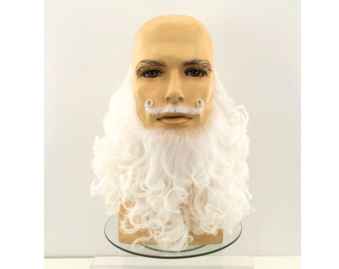 NEW! Theatrical Quality Santa Claus Premium Q Mustache & Curly Beard ...