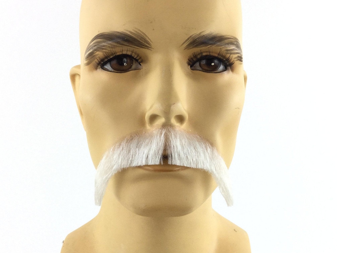 NEW! Theatrical Quality Synthetic Hair Premium Mustache - White - GM12 ...