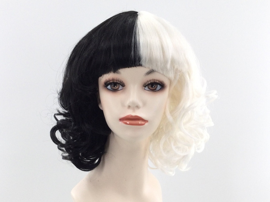 Cruella Devil Wig: Black and White Halloween Costume Wig - Etsy