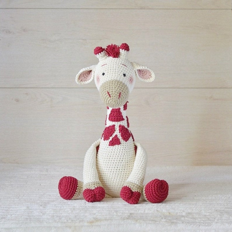 Crochet Giraffe Stuffed Animal Maroon Giraffe Doll Safari - Etsy