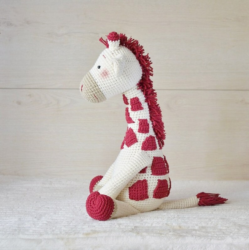 Crochet Giraffe Stuffed Animal Maroon Giraffe Doll Safari - Etsy