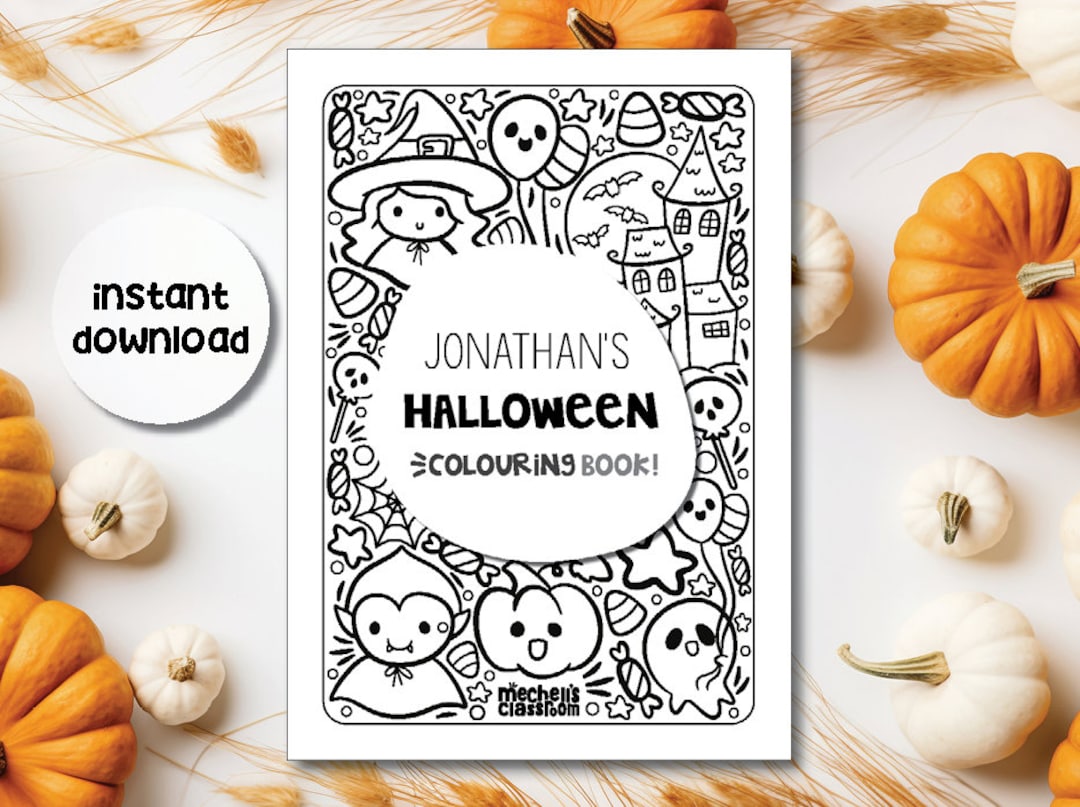 Halloween Colouring Pages Personalised Halloween Colouring - Etsy