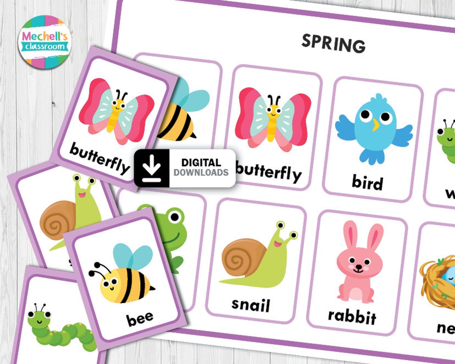 Spring Flashcards & Easy Prep Spring Vocabulary Cards ESL | Etsy