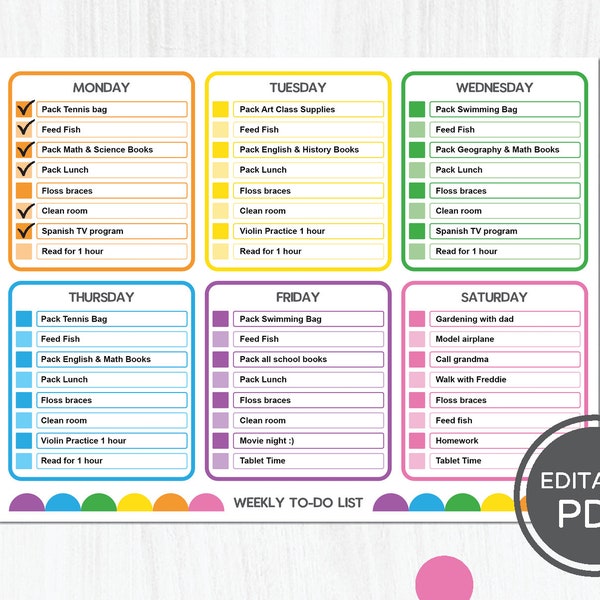 Weekly Cleaning Checklist - Etsy