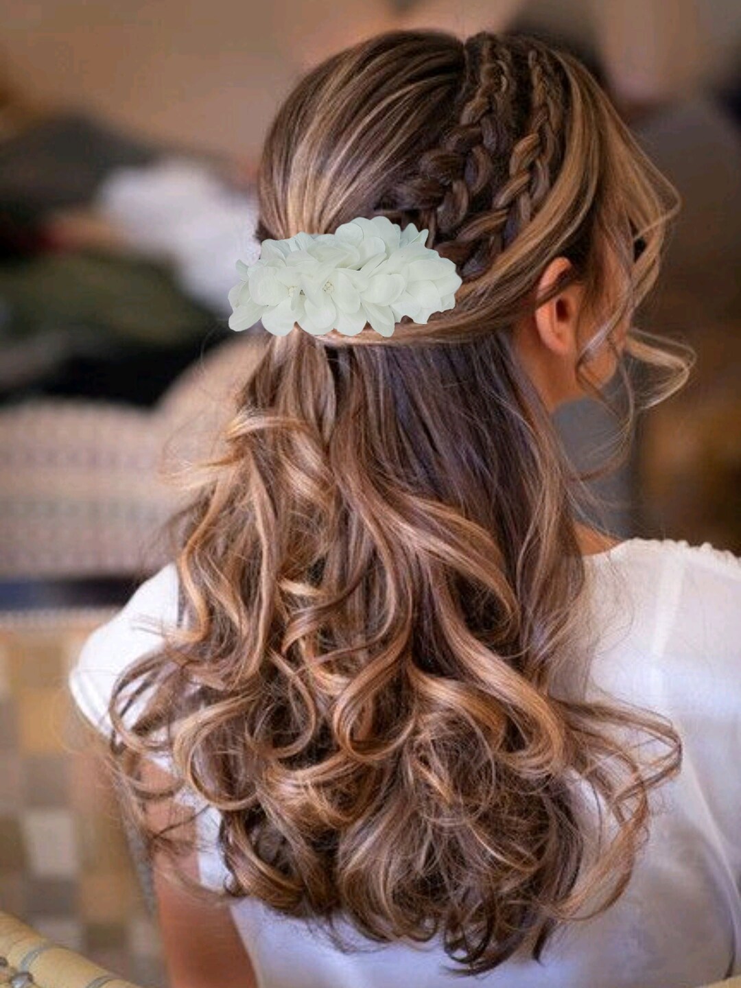 White Hydrangea Hair Comb Flower Hair Comb Hydrangea Floral Hair Piece ...